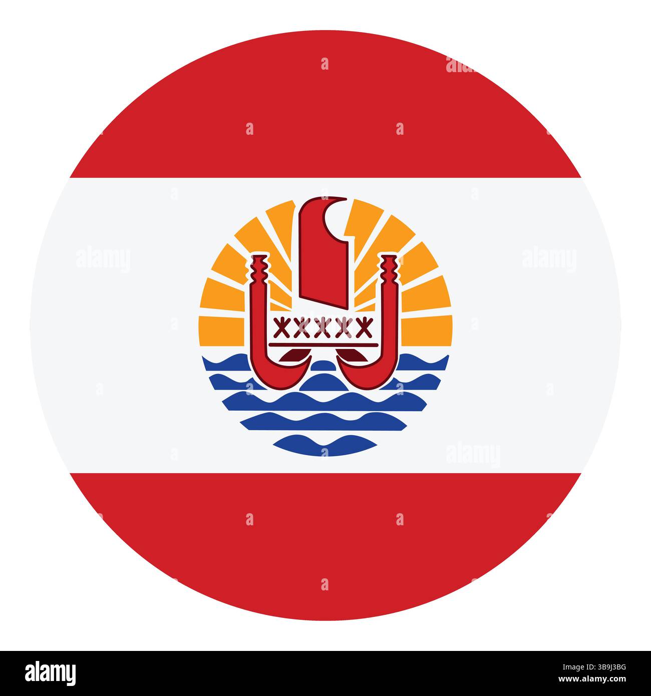 Flag of French Polynesia. French Polynesia circle flag logo icon computer vector illustration ...