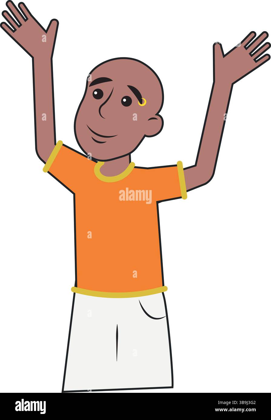 Happy girl raising hands. Vector illustration Stock Vector Image & Art ...