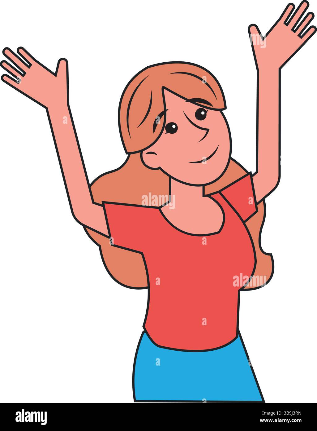 Happy girl raising hands. Vector illustration Stock Vector Image & Art ...