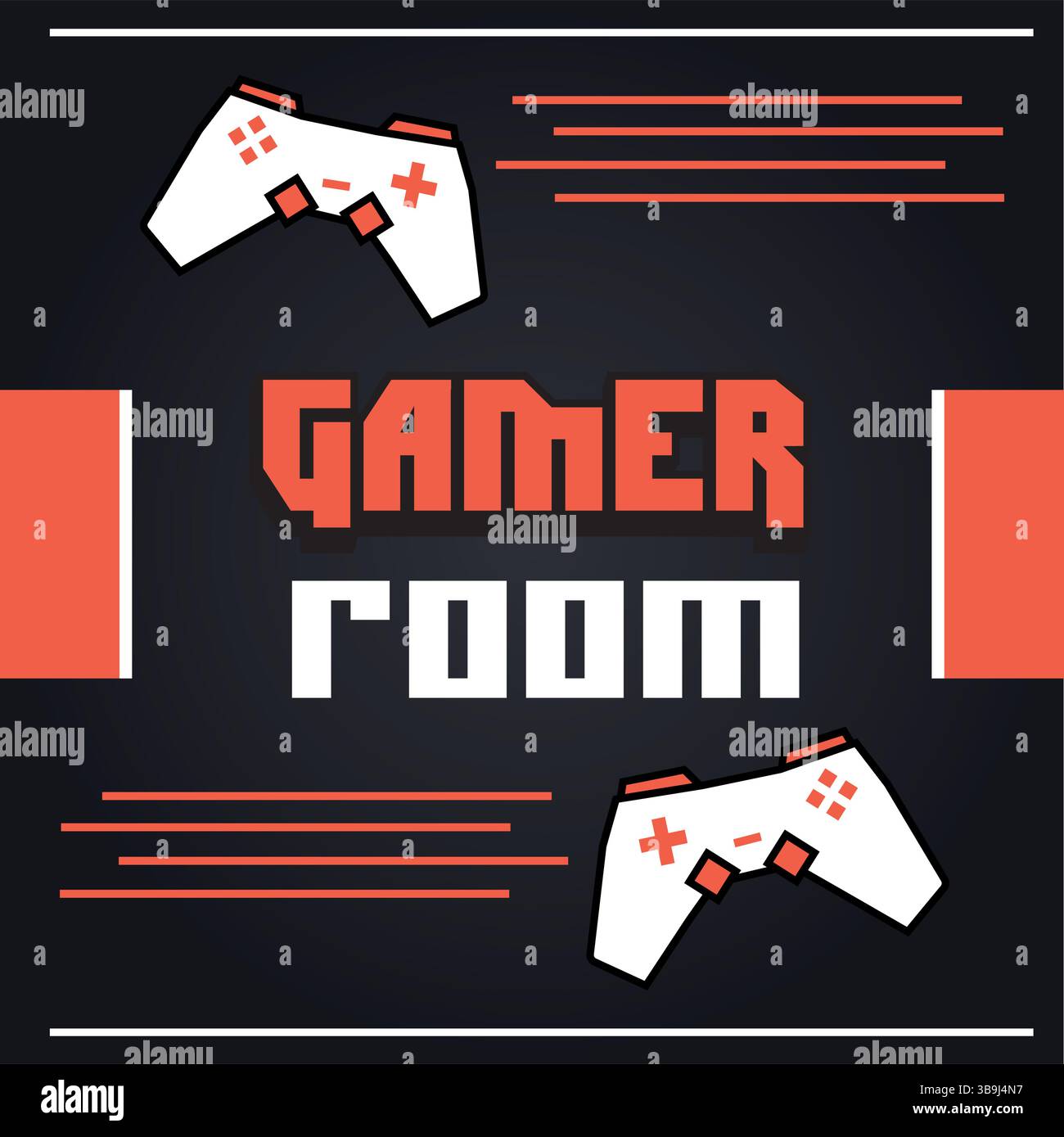 Gamer room layout red. Vector illustration Stock Vector Image & Art - Alamy