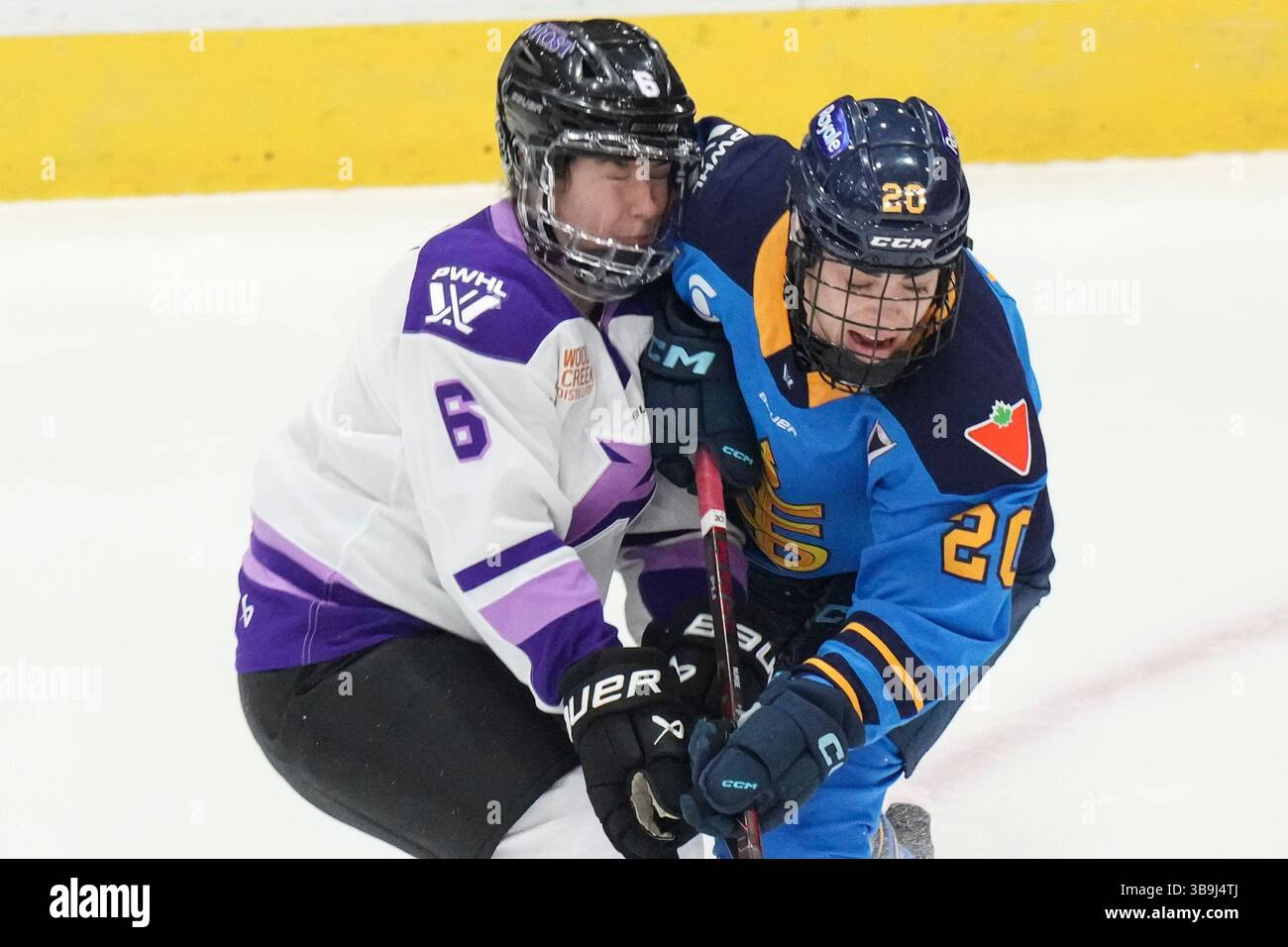 Minnesota Frost's Katy Knoll, left, collides with Toronto Sceptres ...