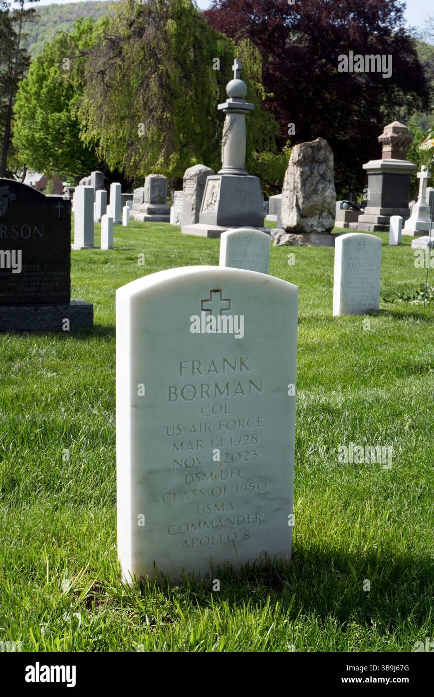 Grave of astronaut Frank Borman, who commanded Apollo 8 on the first flight to the moon in 1968 ...