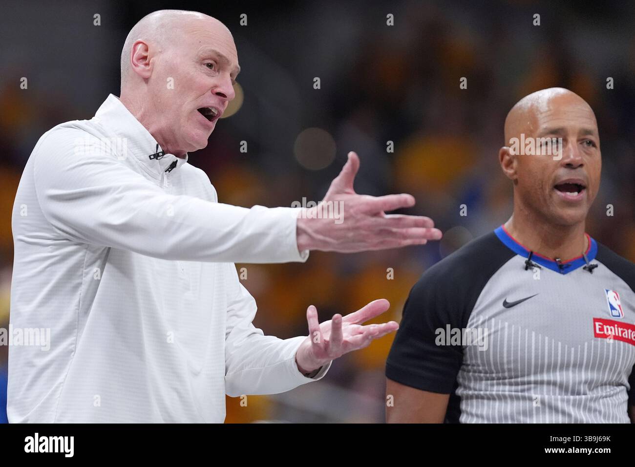 Indiana Pacers head coach Rick Carlisle argues a call with an official ...