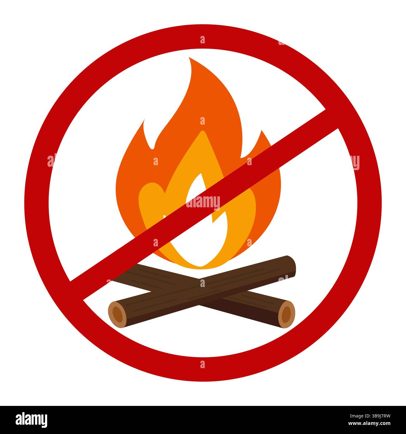 No campfires prohibited sign, no fire forbidden modern round sticker ...