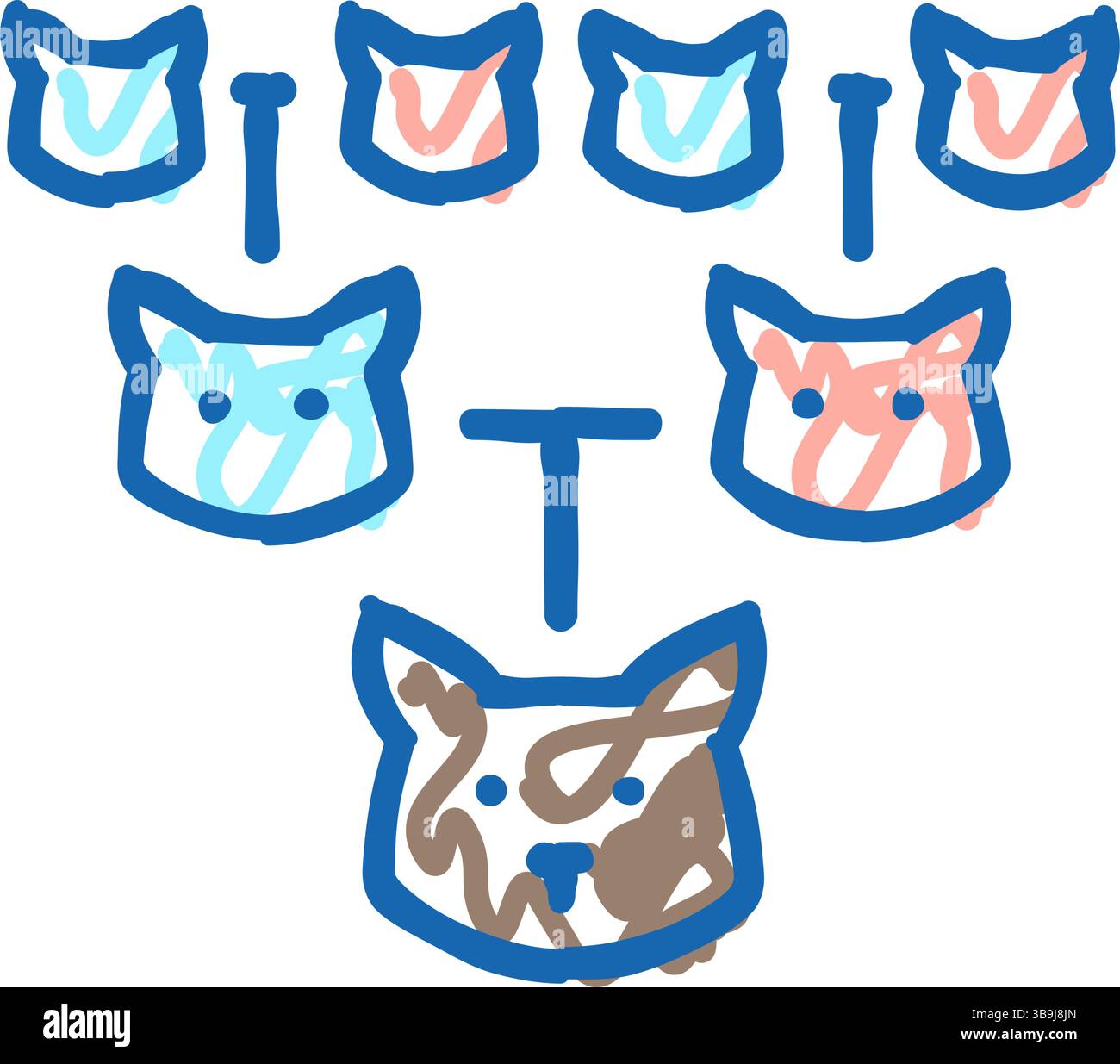 pedigree chart cat breeding icon doodle illustration Stock Vector Image ...