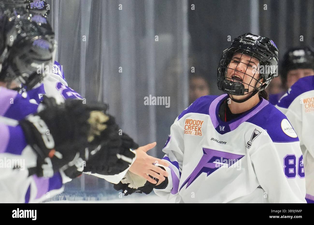 Minnesota Frost's Michela Cava (86) celebrates after scoring against ...