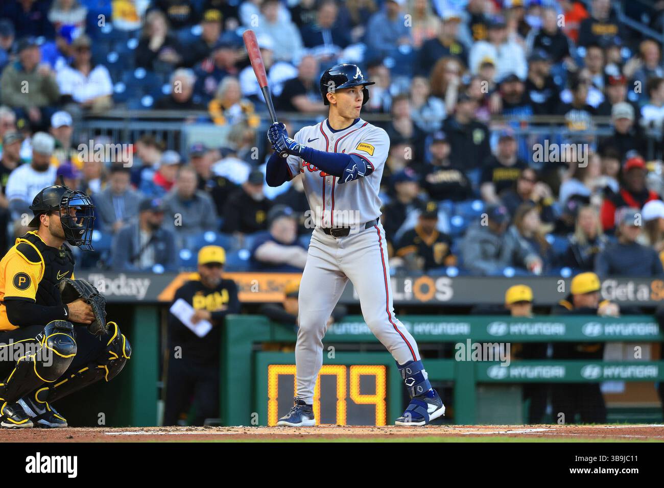 PITTSBURGH, PA - MAY 09: Stuart Fairchild #17 of the Atlanta Braves ...