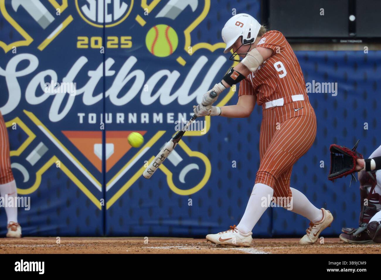 ATHENS, GA - MAY 09: Texas infielder Joley Mitchell (9) hits a ground ...