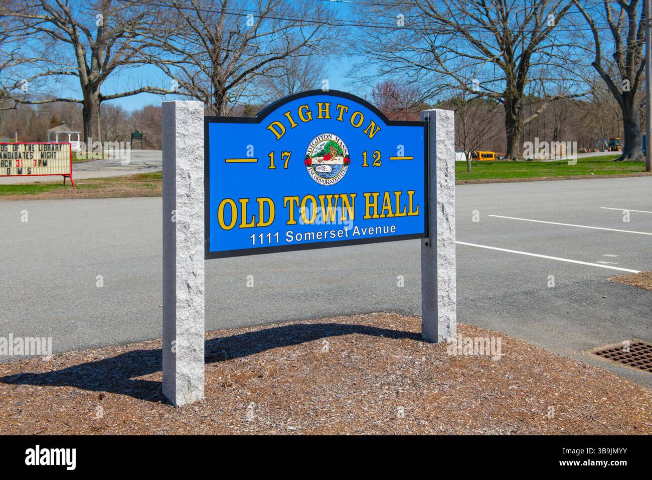 Old Town Hall sign at 1111 Somerset Avenue in historic town center of ...