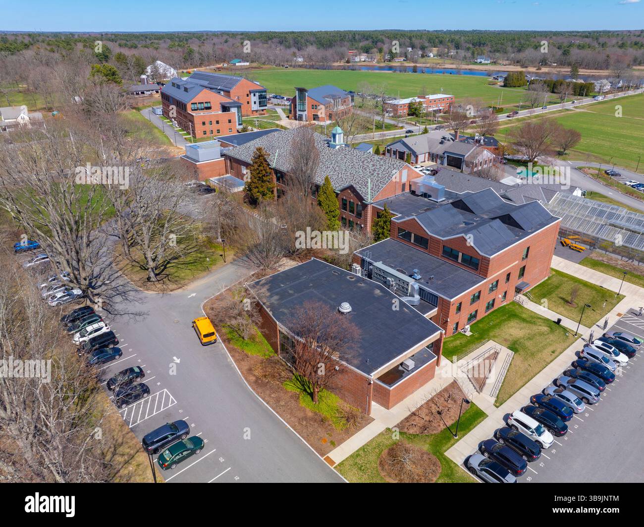 Bristol County Agricultural High School aerial view at Dighton historic ...