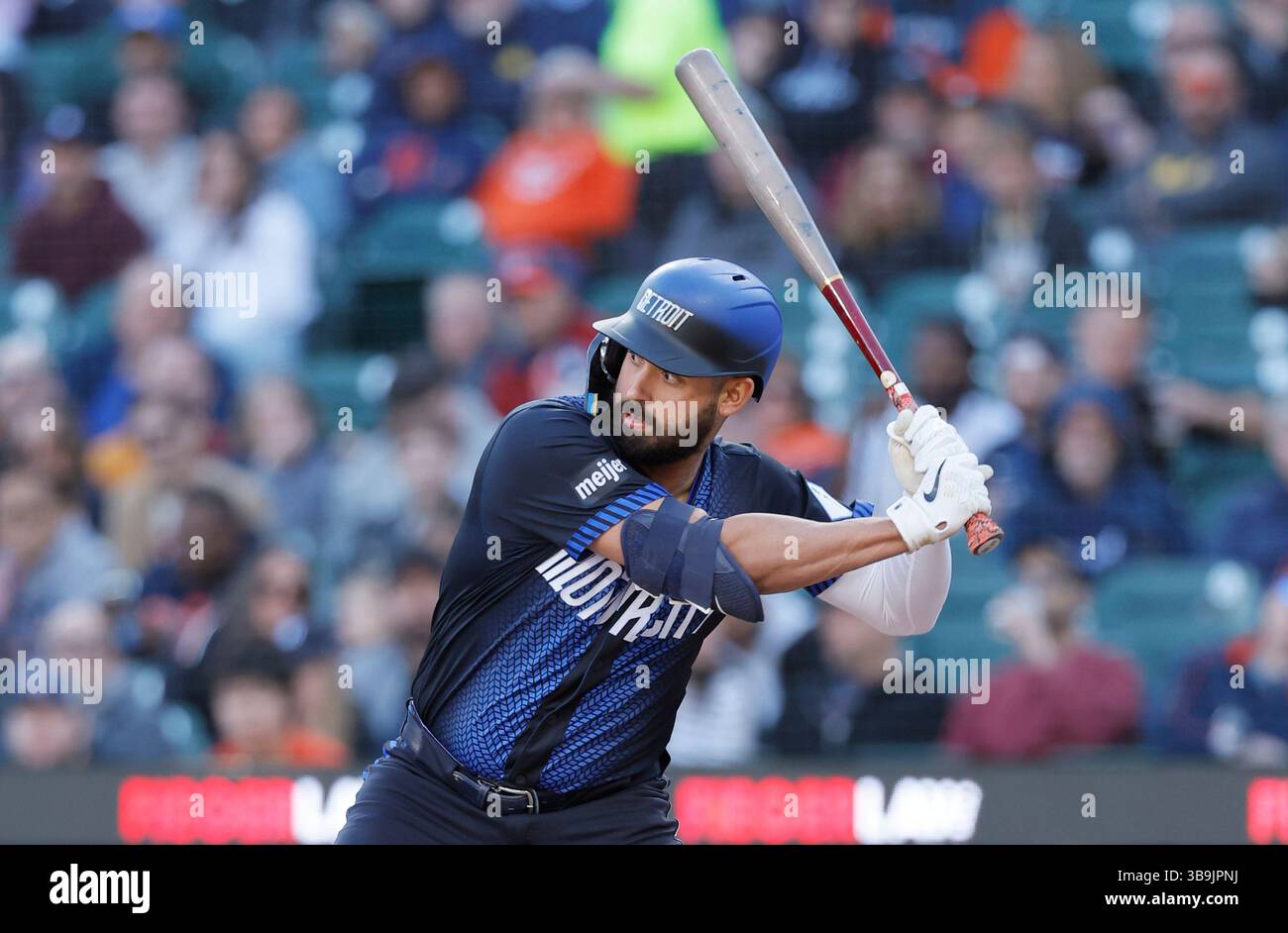Detroit Tigers' Riley Greene bats against the Texas Rangers during the ...