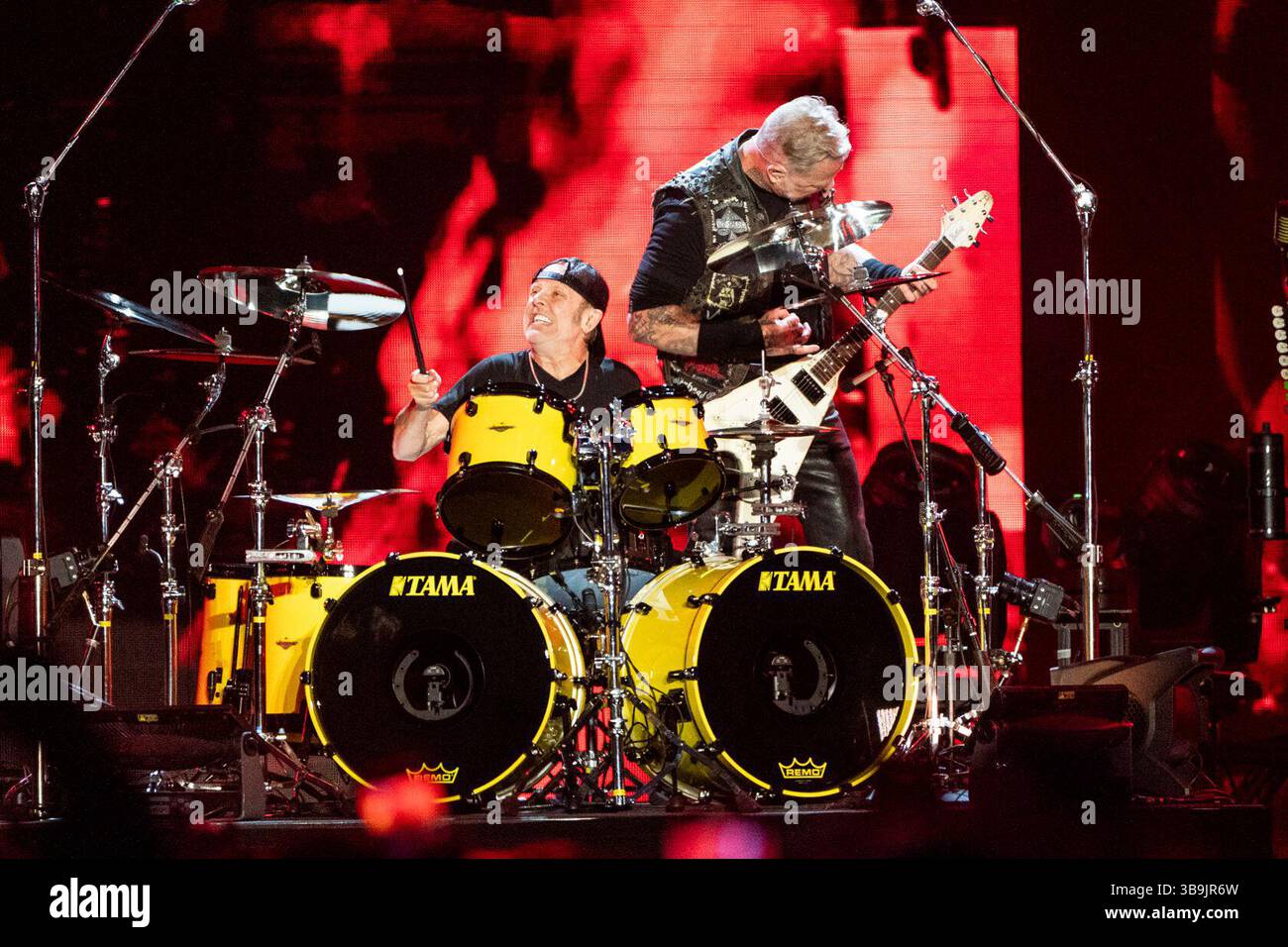 Lars Ulrich, left, and James Hetfield of Metallica perform during Sonic ...