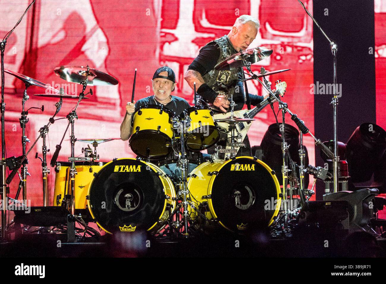 Lars Ulrich, left, and James Hetfield of Metallica perform during Sonic ...