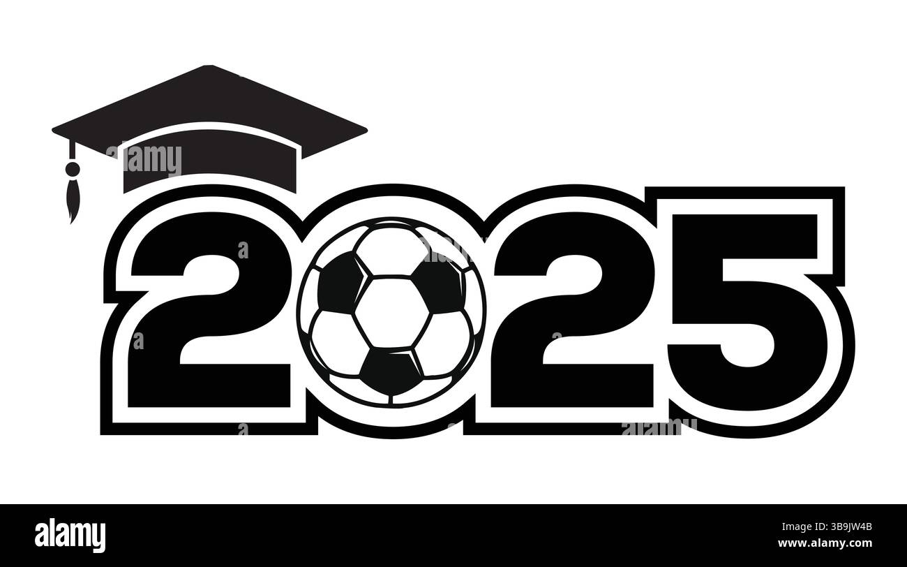 Class of 2025 Soccer Graduate Cap Football Ball Graduation Design Black ...