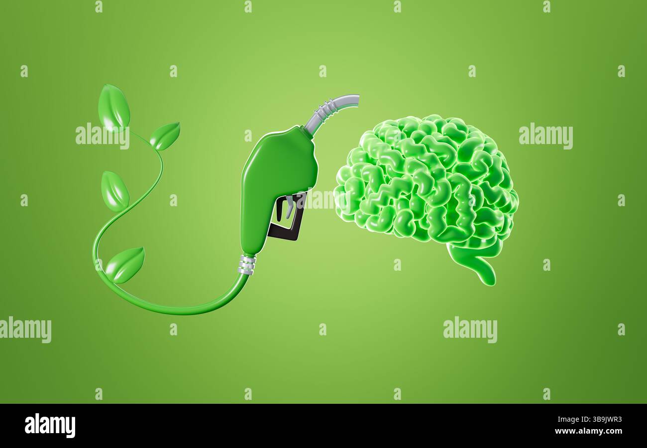 Human brain and green gasoline, The concept of refueling the brain, 3d ...