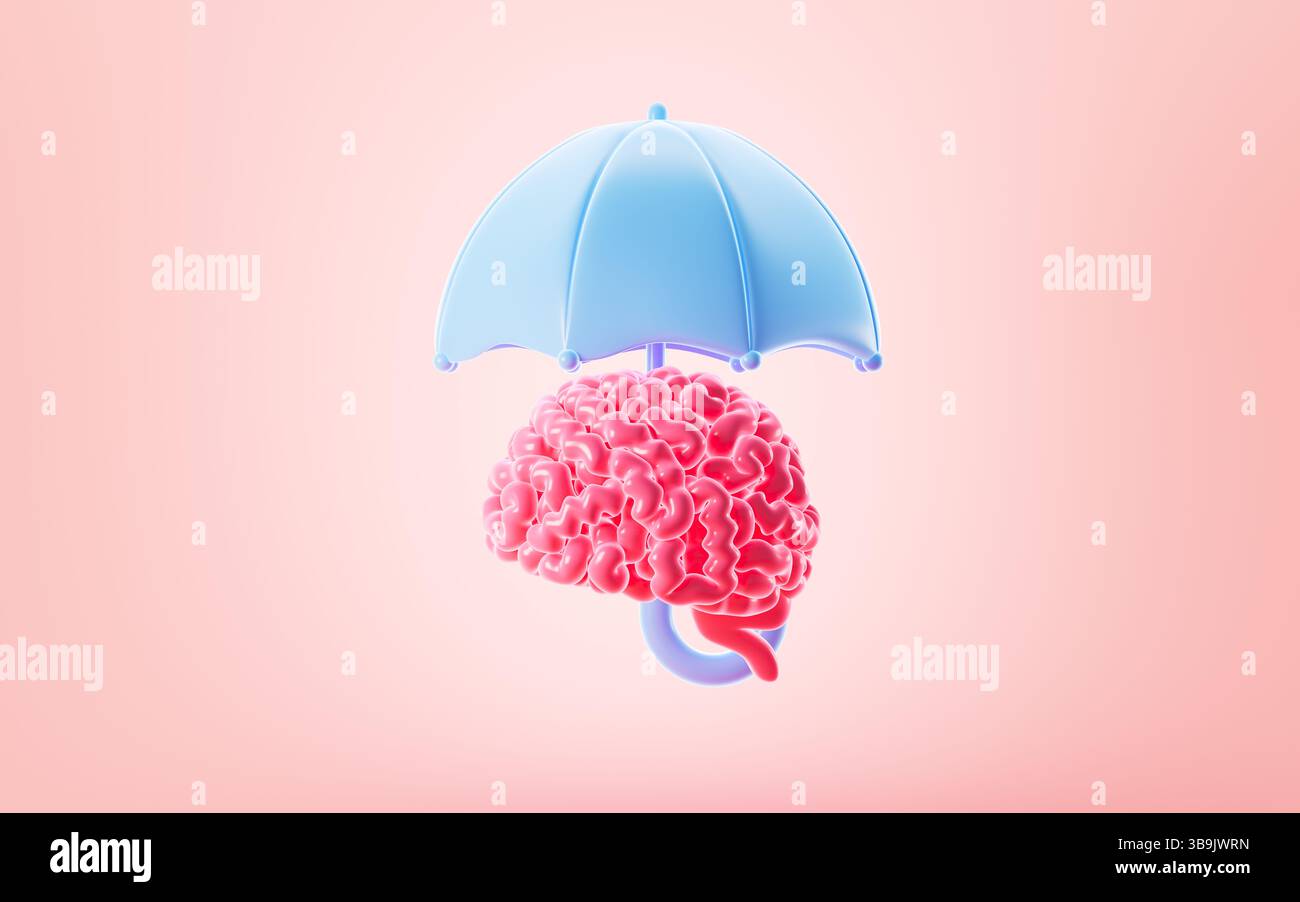 The umbrella protects the human brain. The concepts of protection ...