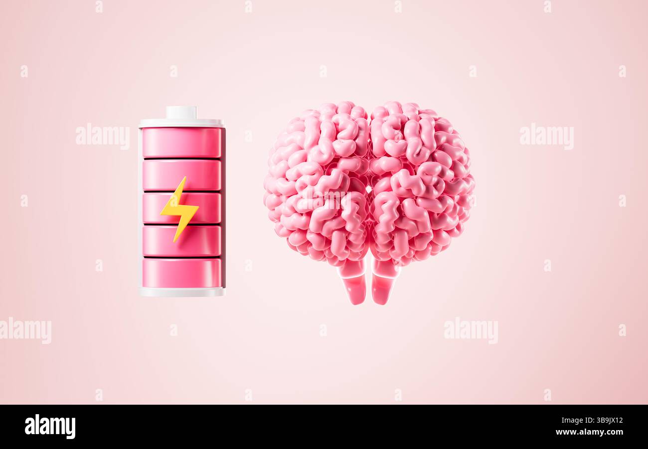 Human brain with electric plug. Brain charging. The concept of ...