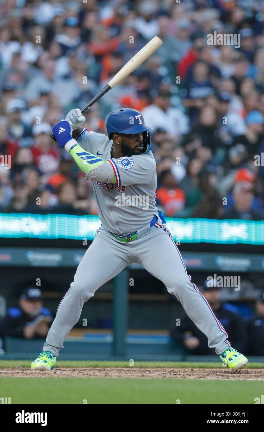 Texas Rangers' Adolis García bats against the Detroit Tigers Tigers ...