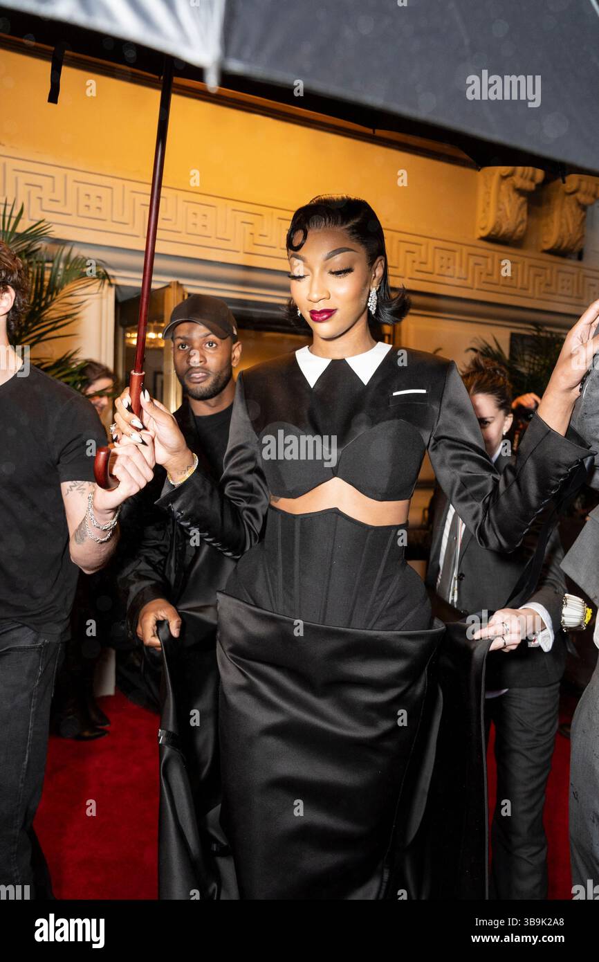 New York - May 5, 2025: Angel Reese wearing dress by Thom Browne ...