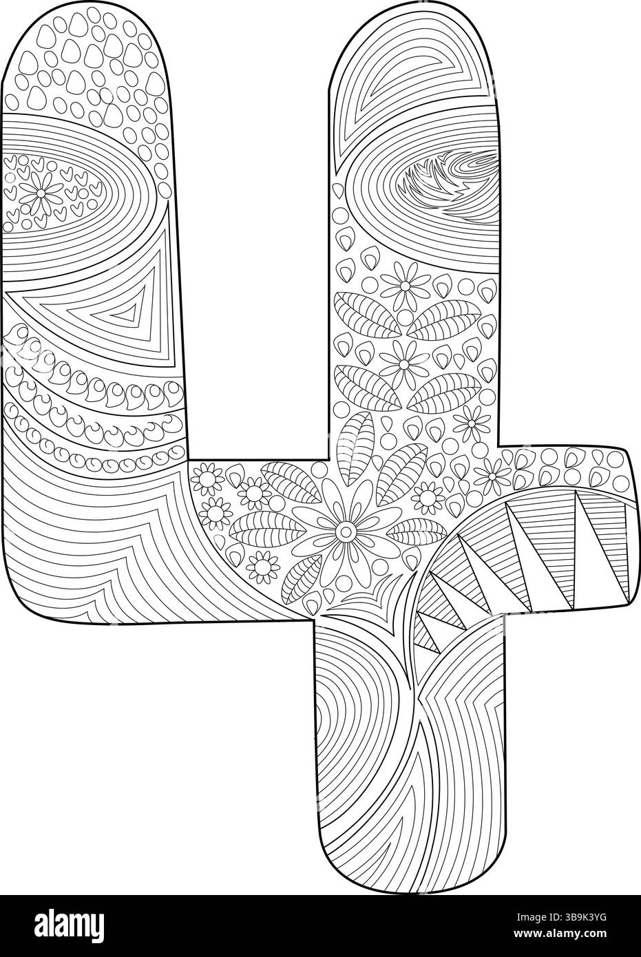 Number four zentangle vector decorative Stock Vector Images - Alamy