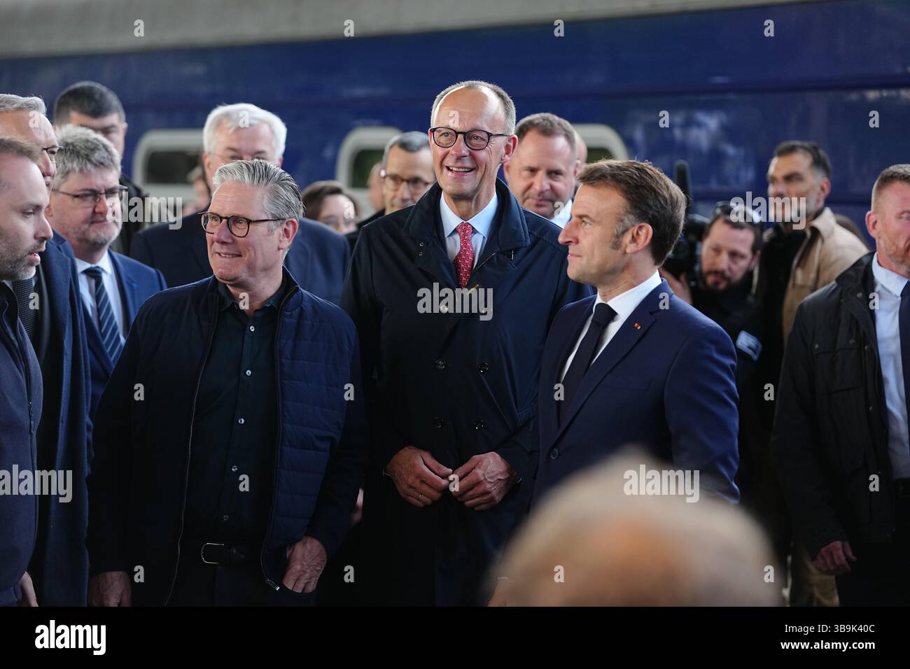 Kiew, Ukraine. 10th May, 2025. German Chancellor Friedrich Merz (M, CDU ...