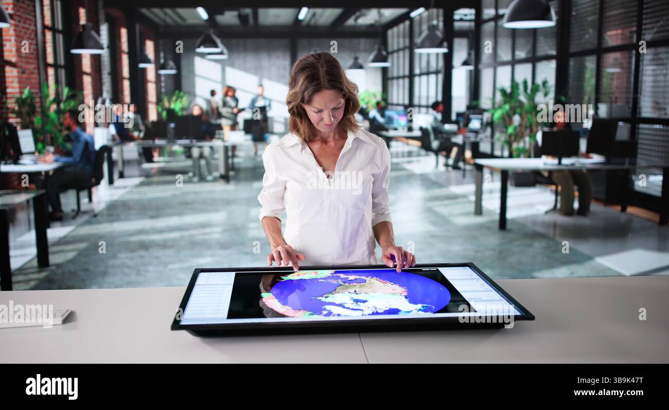 Analyzing Weather Climate Forecast Map For Global Warming Research Team ...