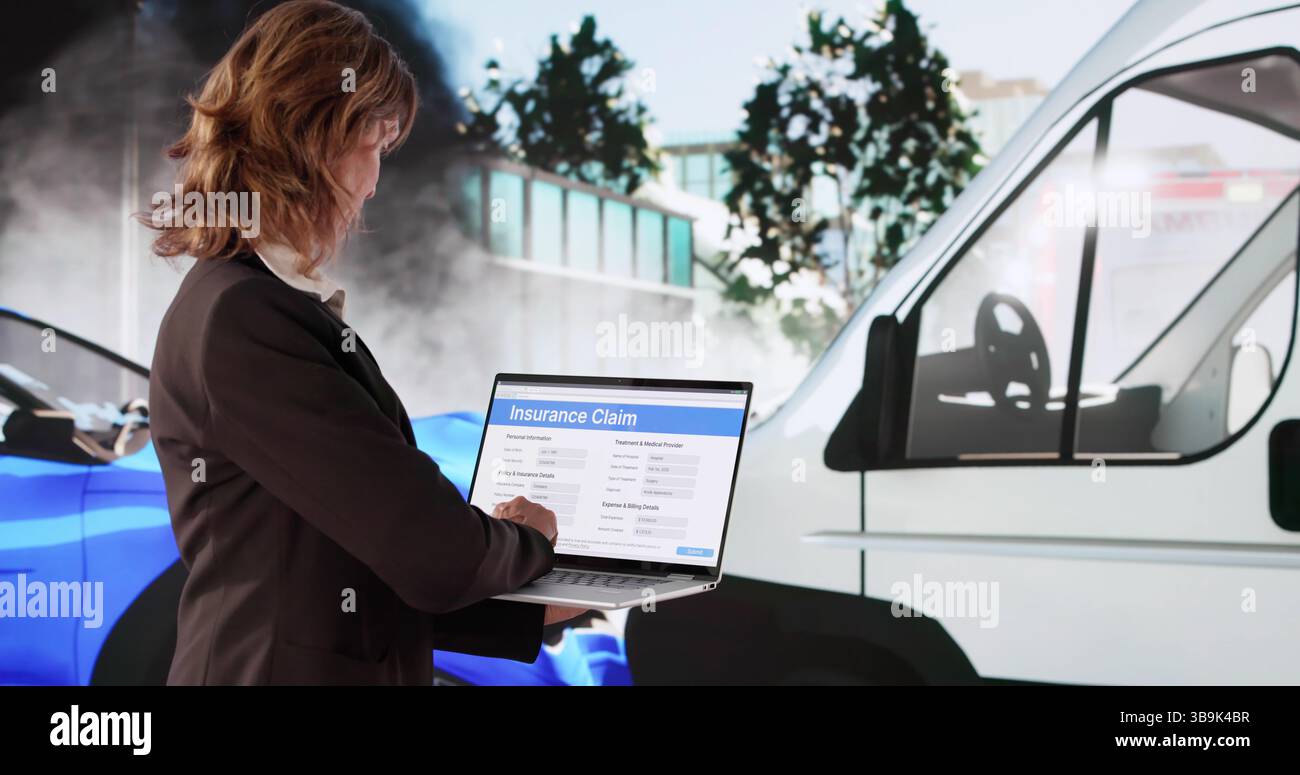 Women laptop insurance claim form hi-res stock photography and images ...