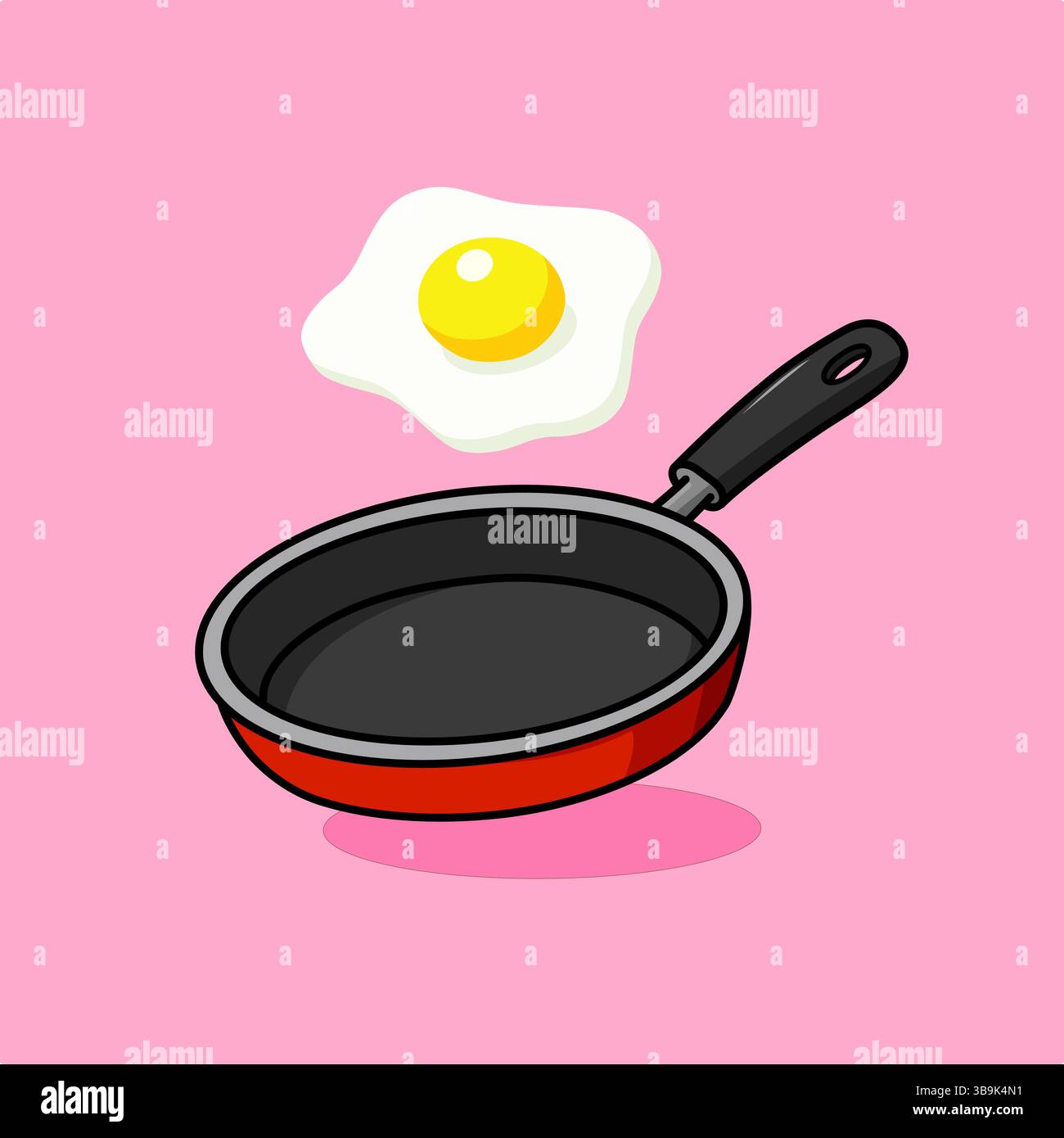 Frying Pan with Fried Egg Vector Illustration Cartoon Design Stock ...