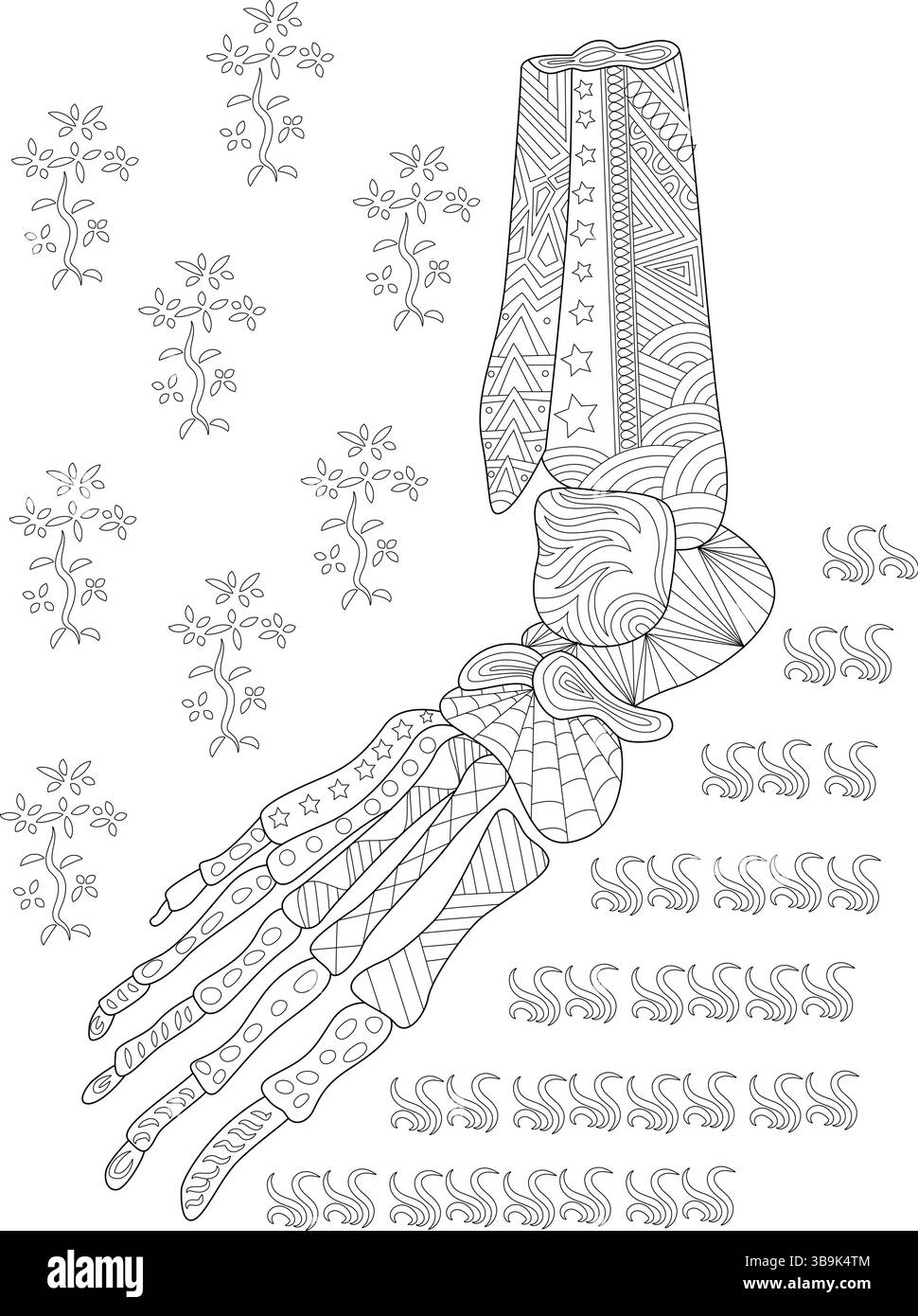 Detailed black and white line art illustration of the human foot and ...