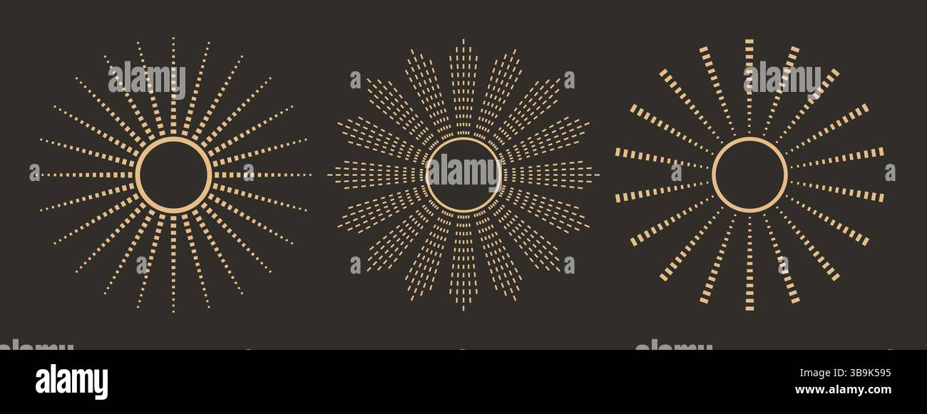 Bohemian gold sunburst, starburst design. Abstract magic sacred symbol ...