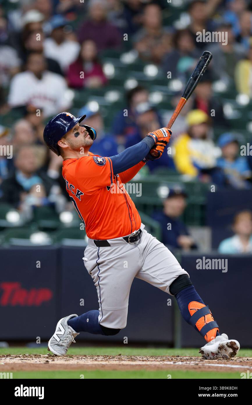 MILWAUKEE, WI - MAY 07: Houston Astros outfielder Chas McCormick (20) bats during an MLB game ...