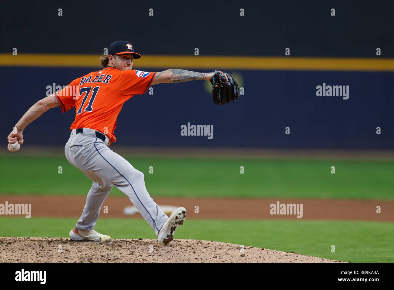 MILWAUKEE, WI - MAY 07: Houston Astros pitcher Josh Hader (71) delivers ...