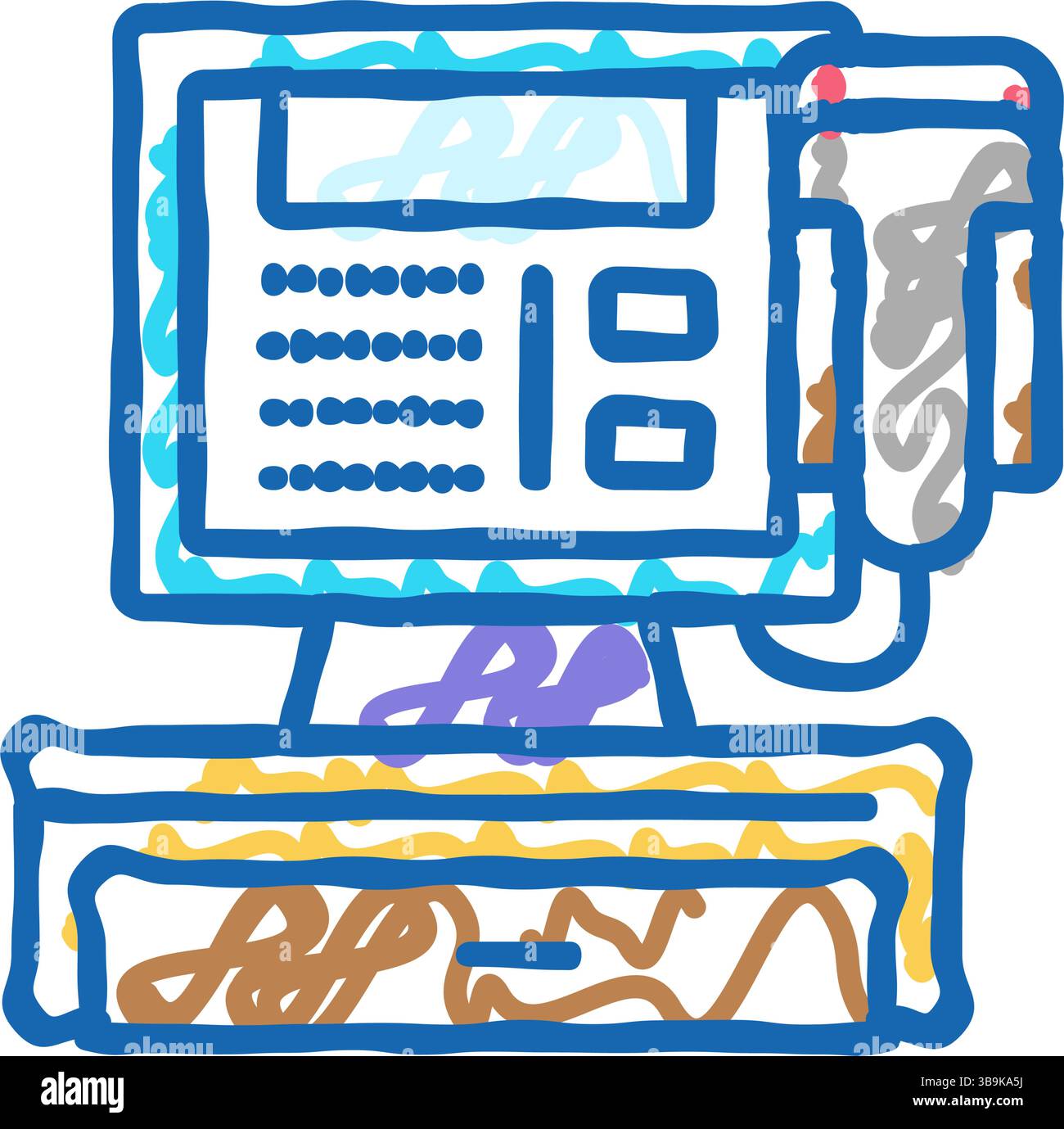play money cash register toy baby icon doodle illustration Stock Vector ...