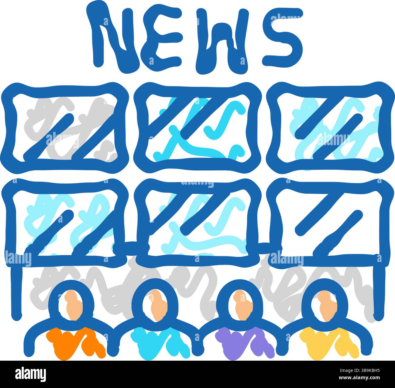 newsroom news media icon doodle illustration Stock Vector Image & Art ...