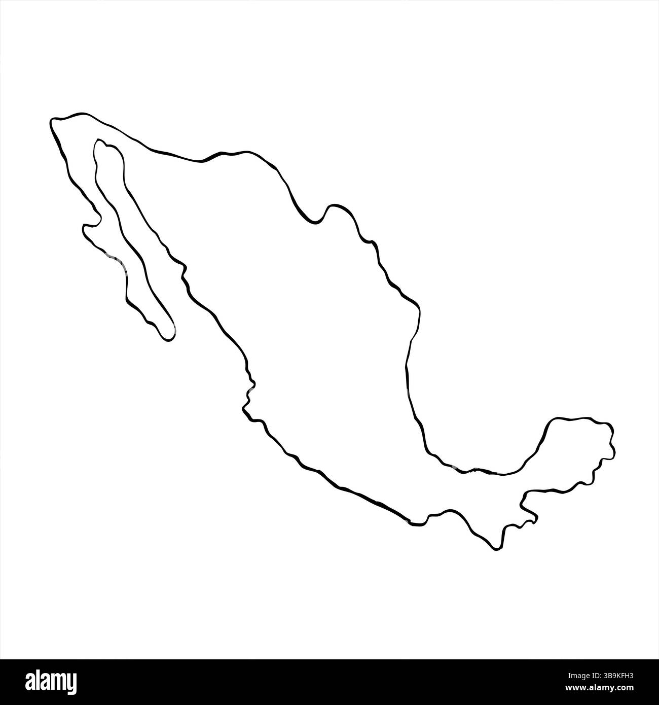 Minimalist black and white vector outline of Mexico map. Geometric ...