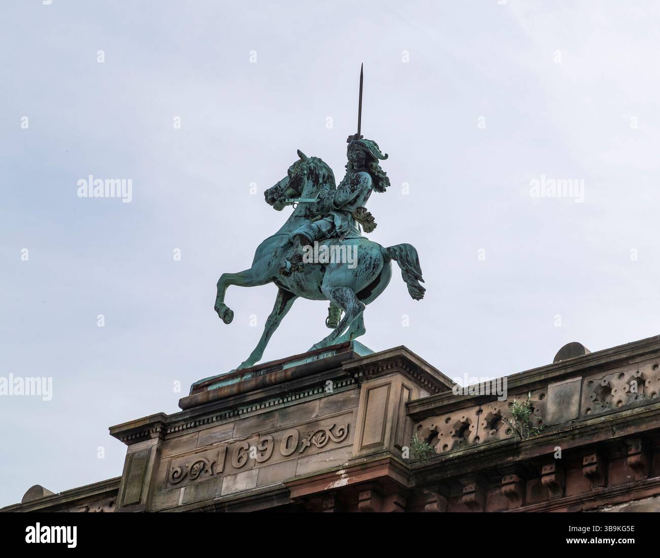 Bronze sculpture of King William 111 William of Orange atop the Orange Hall, Belfast Stock Photo ...
