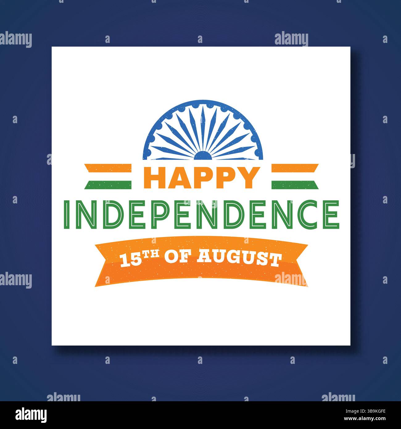 15Th of August, Happy Independence Day Text in Tricolor with Half ...