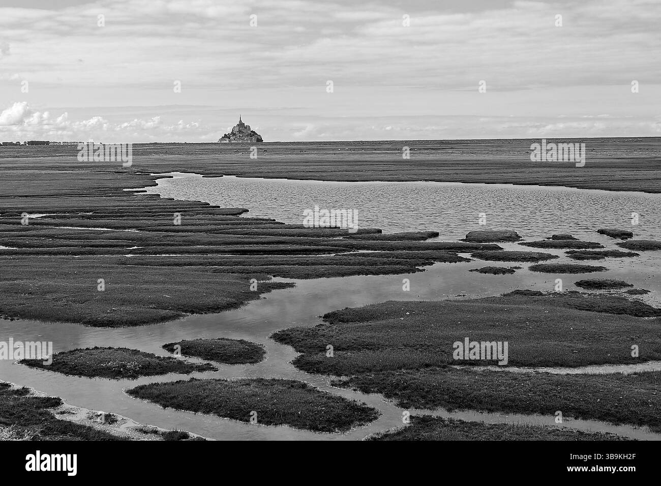 View over the salt marshes and wetlands of the iconic landmark the ...