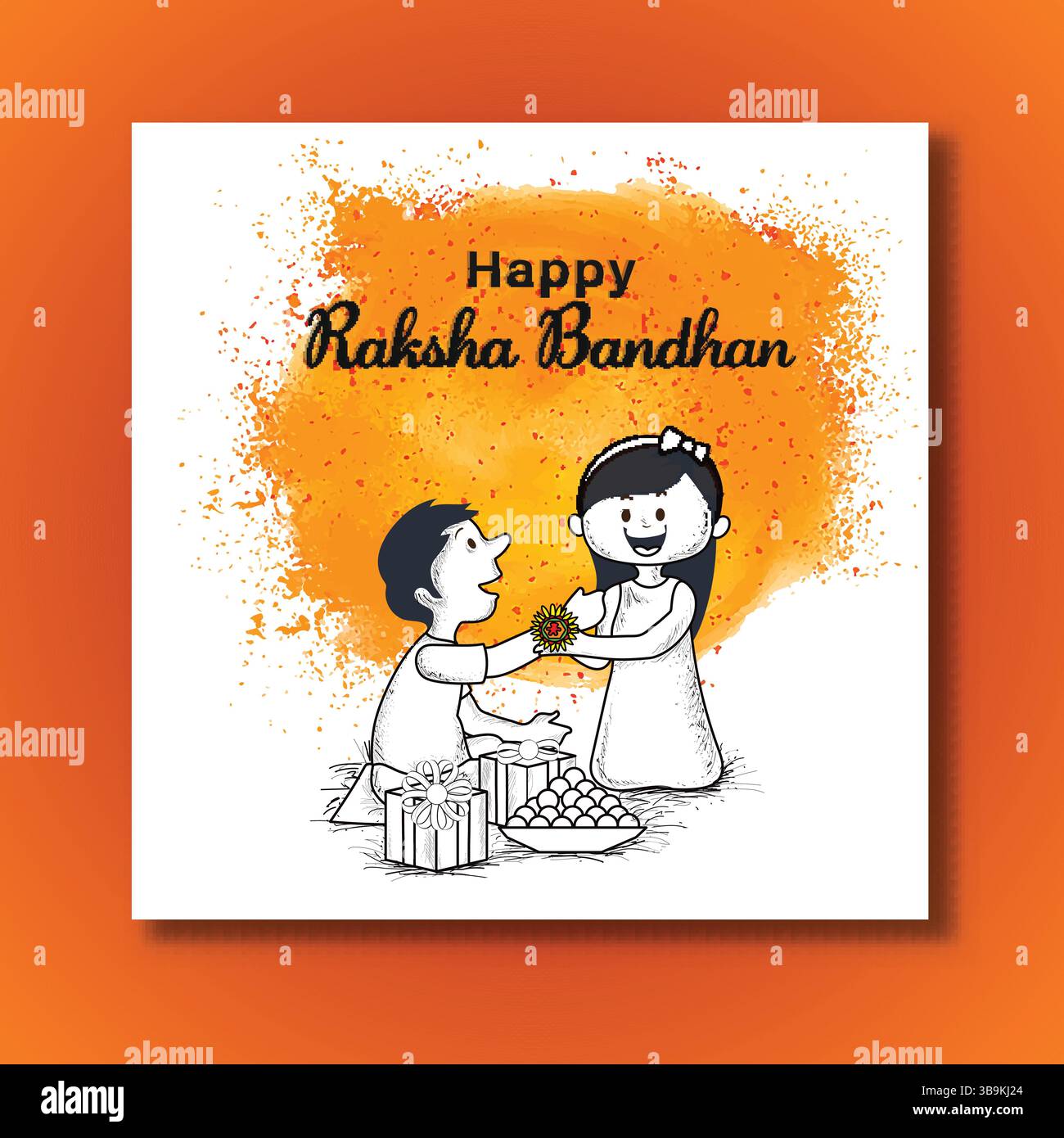 Girl tying rakhi on brother Stock Vector Images - Alamy
