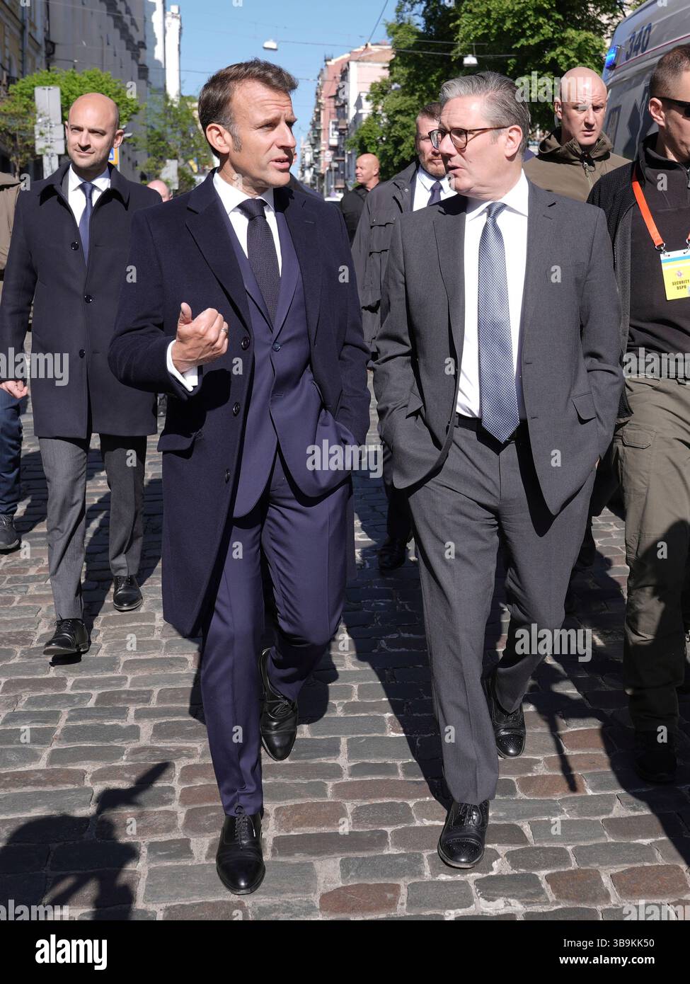 British Prime Minister Sir Keir Starmer, centre right, with French President Emanuel Macron in ...