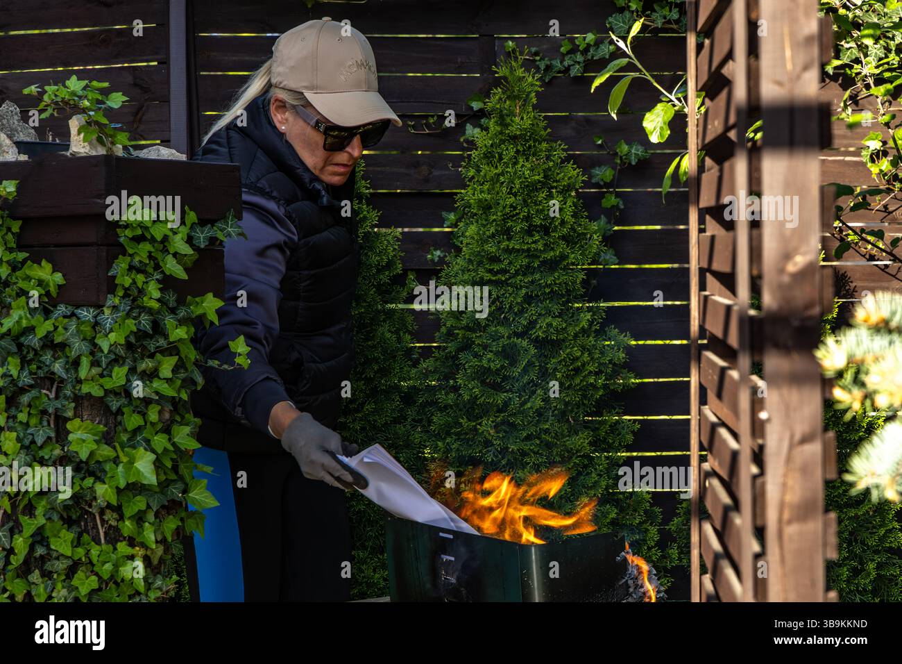Burning old documents, secret documents burned in a bonfire by the ...