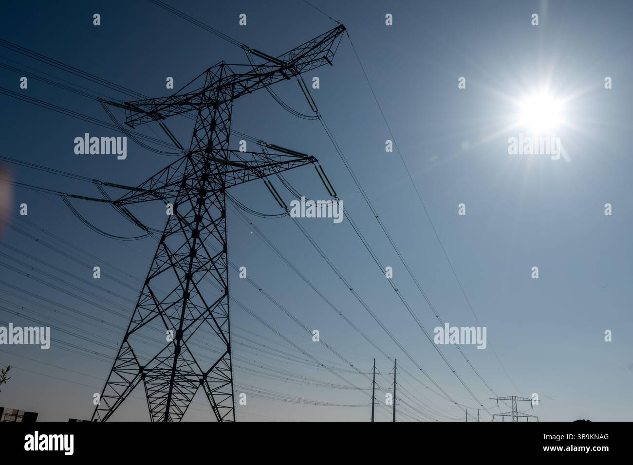 High-voltage lines and power towers, power transmission from nuclear ...
