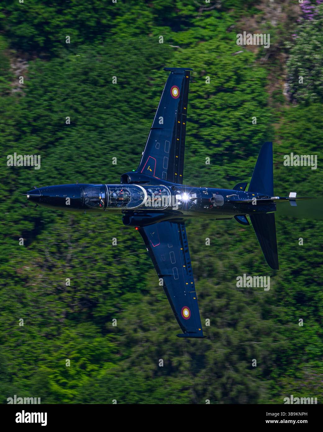 Qatari Airforce ,Hawk T2 on a low level training sortie through the Mach Loop in Wales Stock ...