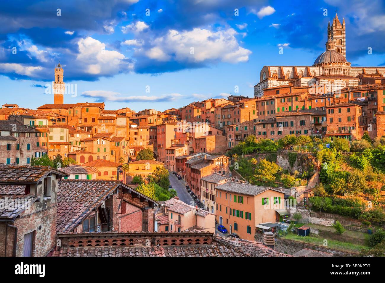 Siena, Tuscany. Historic architecture, medieval vibrant piazzas, Gothic ...