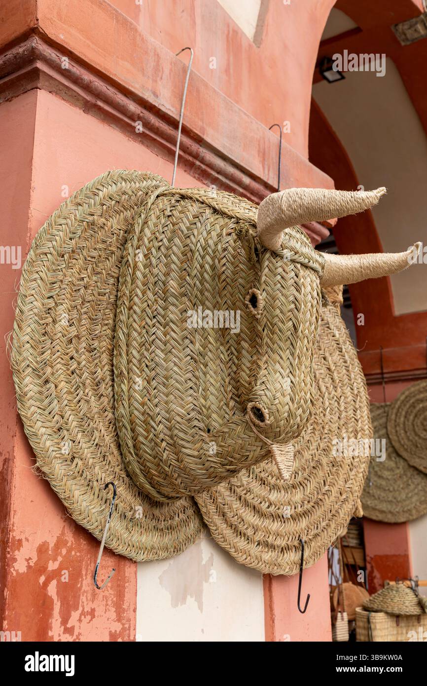 View of handmade bull heads made from straw Stock Photo - Alamy