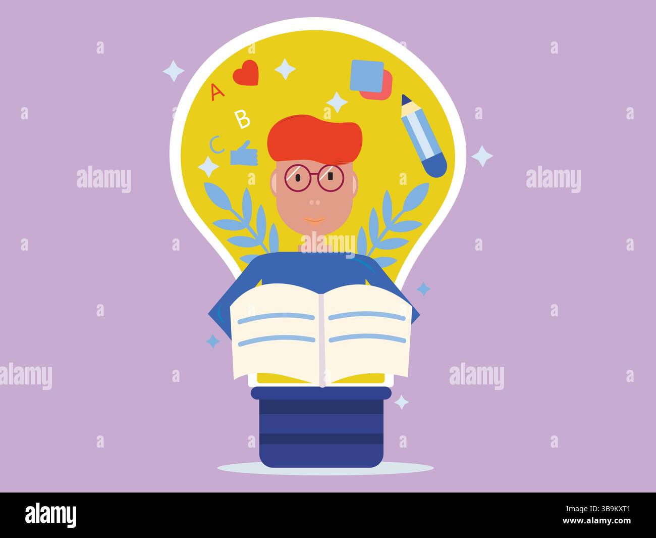 Education Concept. Flat Style vector illustration a person inside a ...
