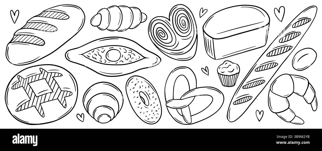 Hand drawn bread and loaf kinds set Stock Vector Image & Art - Alamy