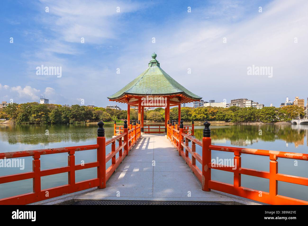 hexagonal pavilion of Ohori Park in Fukuoka City, Kyushu, Japan Stock ...