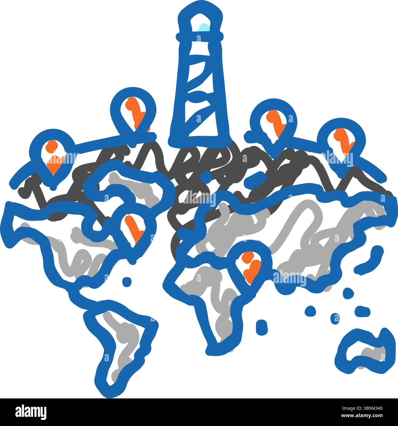 oil field mapping petroleum engineer icon doodle illustration Stock ...