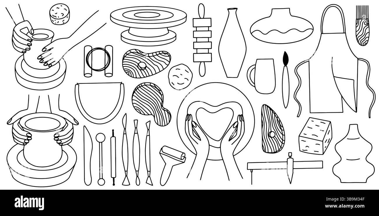 Potter in pottery workshop handmade Stock Vector Images - Alamy